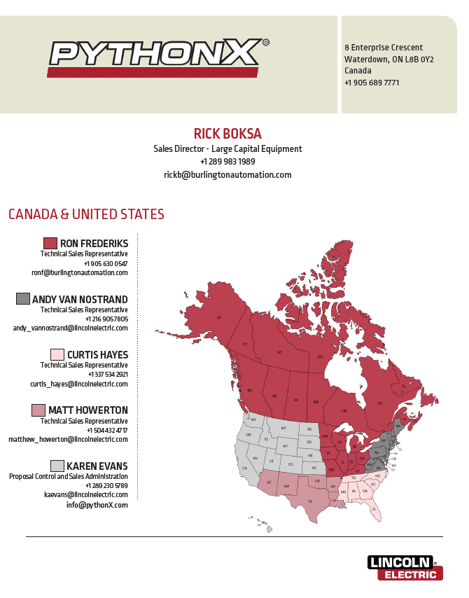 pythonx-contacts - PythonX - A Lincoln Electric Company